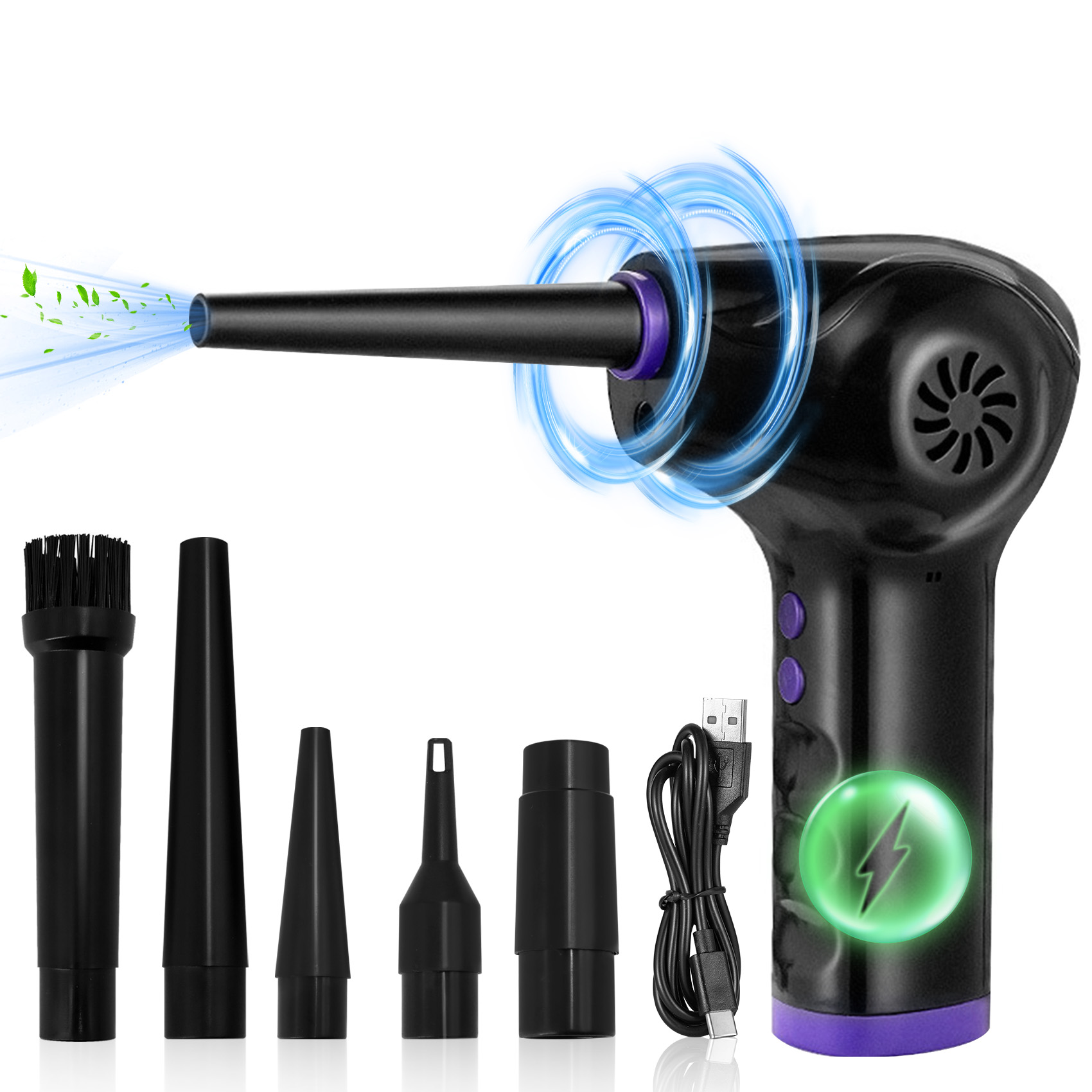 YOLETO Cordless Compressed Air Duster - 45000RPM Rechargeable Electric ...