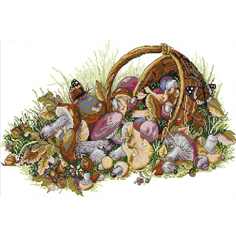 Joy Sunday -Mushroom- 14CT - 2 Strands Threads Printed cross stitch ...