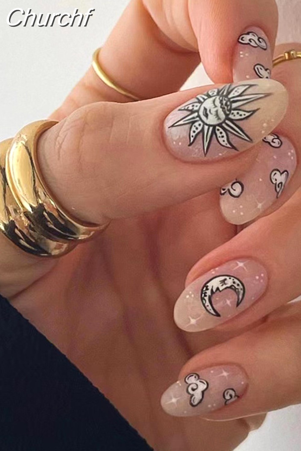 Churchf Detachable Almond False Nails Short Wearable French Stiletto ...