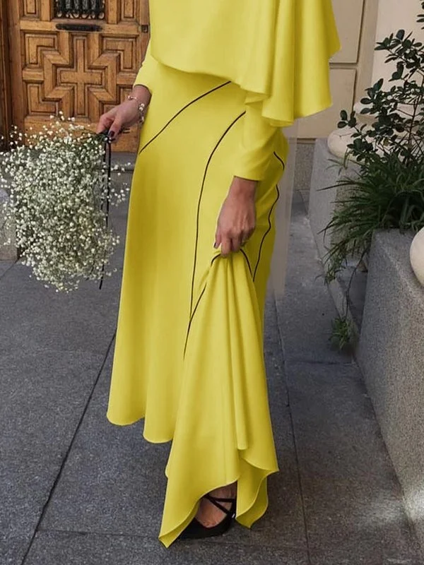 High-Low Asymmetric Printed Split-Joint Skirt