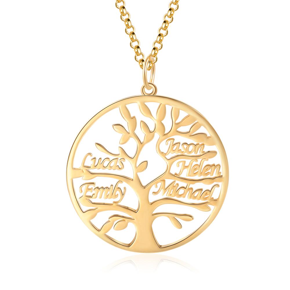 Family Tree Name Necklace Custom 5 Names Personalized Name Necklace