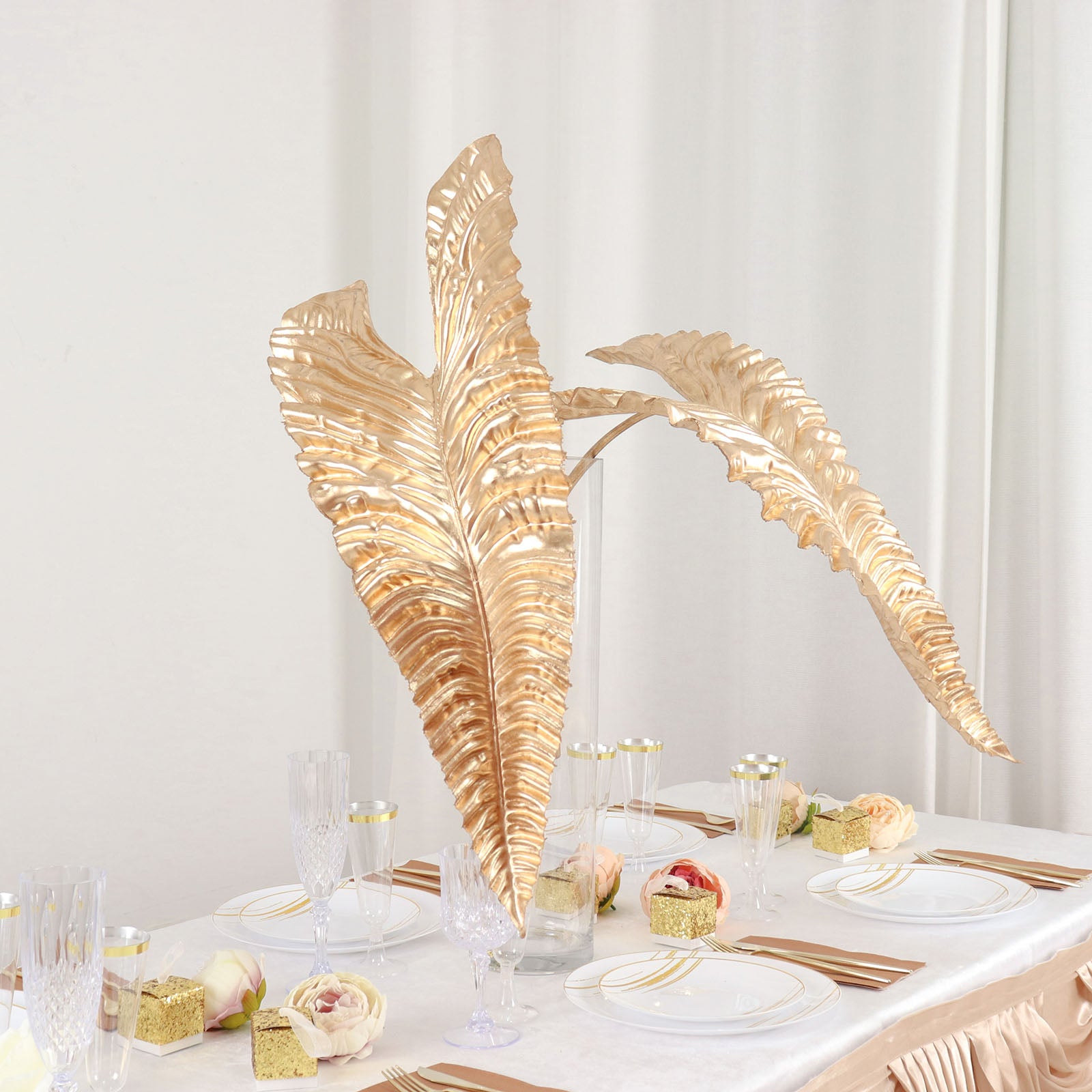 2 Pack | 44" Shiny Golden Artificial Tropical Plant Calla Lily Leaf ...