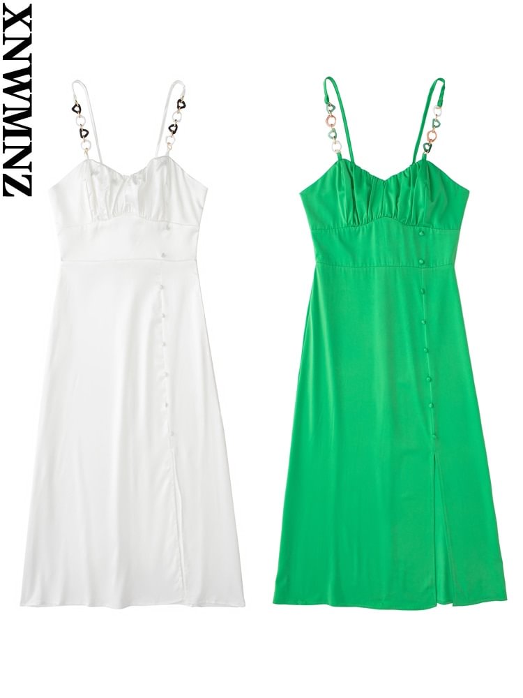 Applyw 2022 Women Fashion Chain Satin Corset Dress Woman Resort Style
