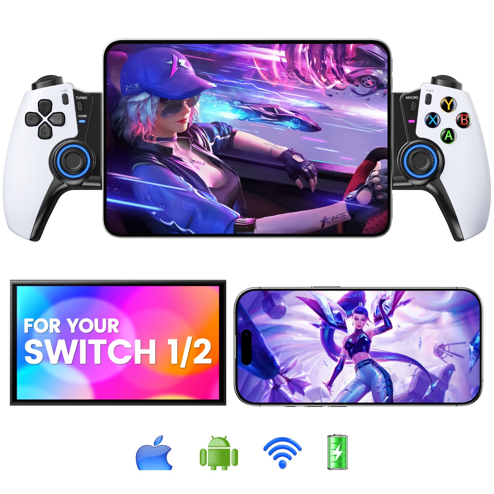 Wireless Bluetooth Mobile Phone Game Controller for Switch 2/OLED/iOS ...