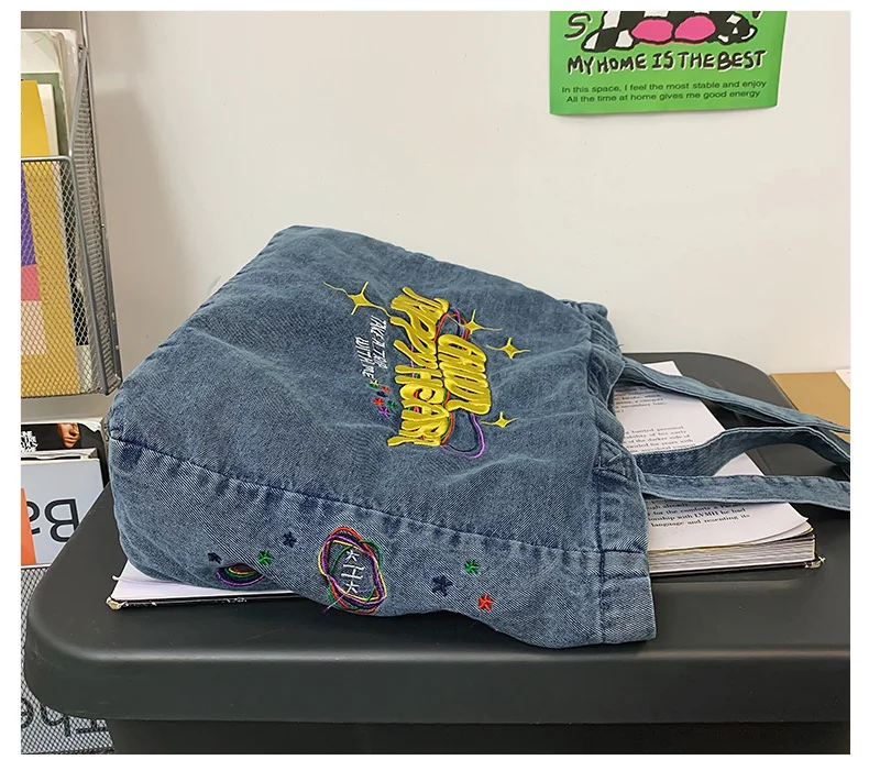 GROOVY TRIPPY HEART DENIM BAG