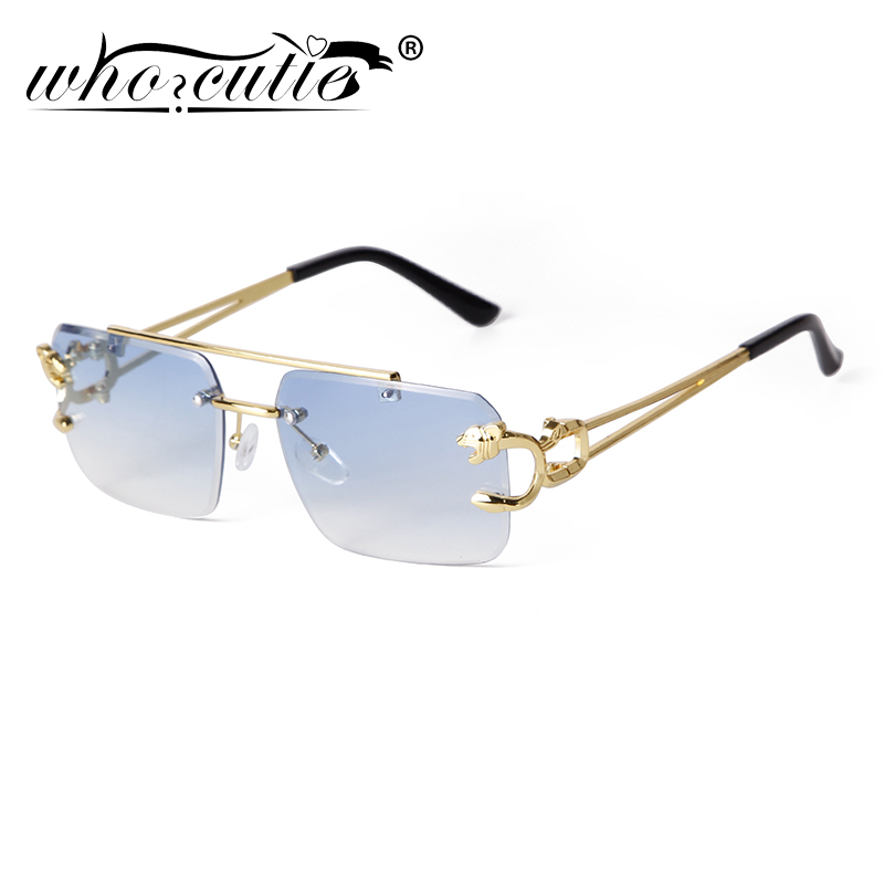 Retro Square Rimless Sunglasses Women Men Brand Design Luxury Unique ...