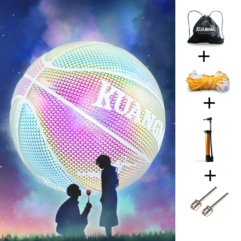 Creative Reflective Glowing No. 7 Basketball Fancy Rainbow Blue Ball ...
