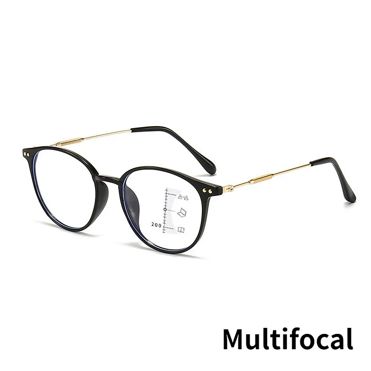 Round Frame Multifocal Reading Glasses Transparent Near Far Eyeglasses ...