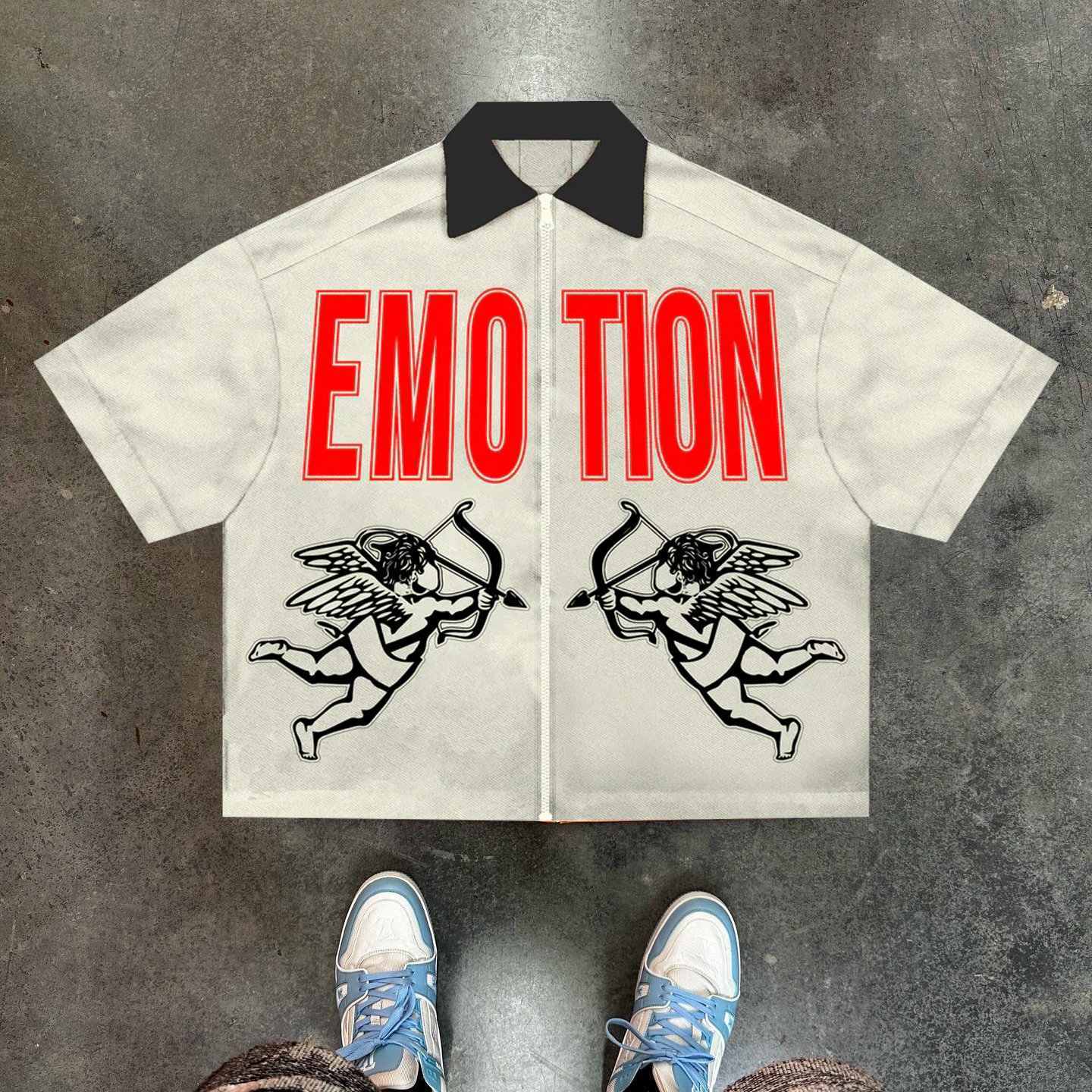 Personalized Emotion Angel Zipper Short Sleeve Shirts