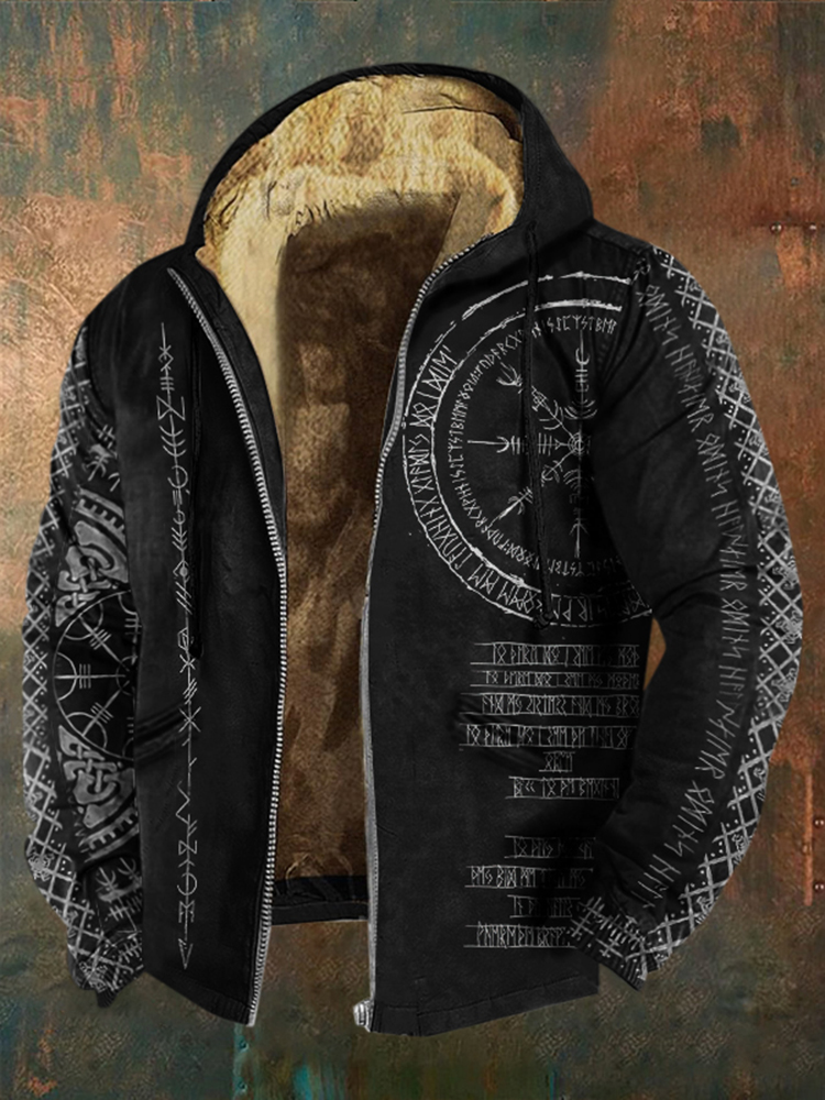 Men's Tribal Viking Vintage Cropped Hooded Jacket
