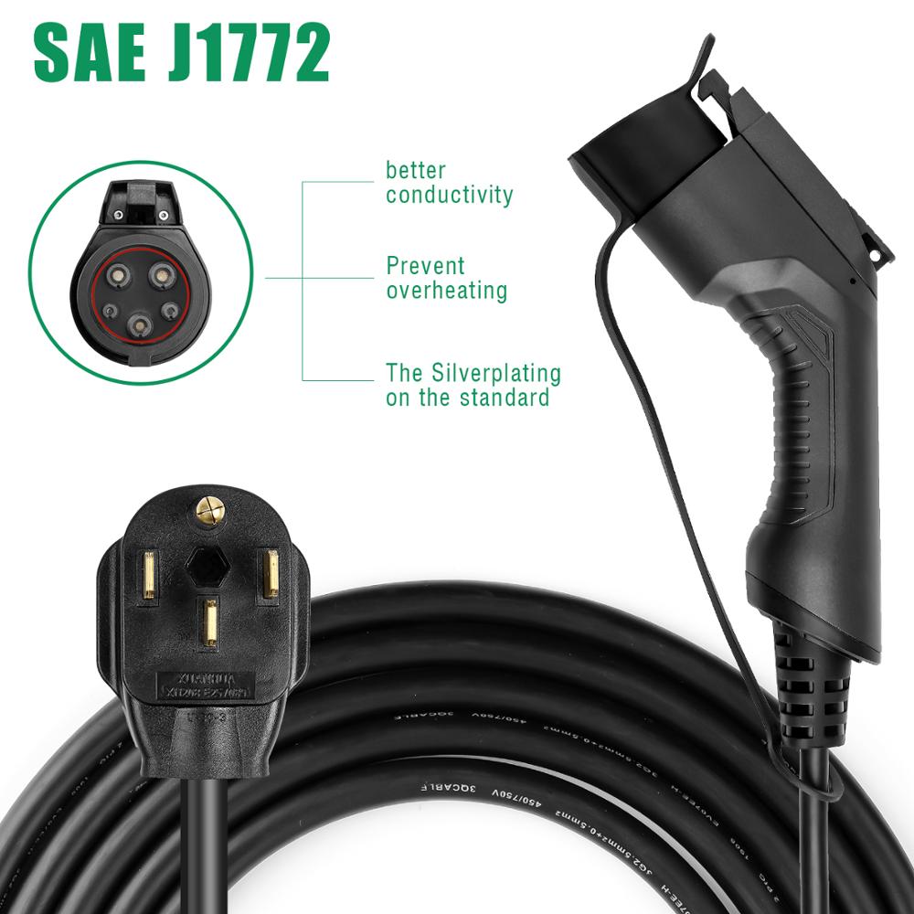 40A Electric Vehicle Charger Type 1 SAE J1772 Portable EVSE EV Charging