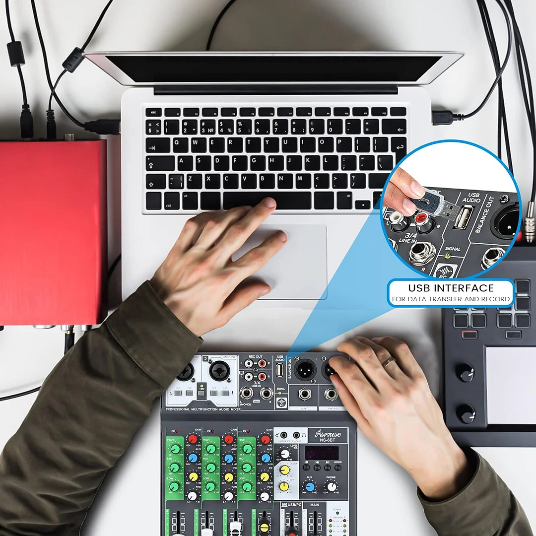 Asmuse 4 Channel Audio Mixer, Portable Mini Sound Mixer Console with ...