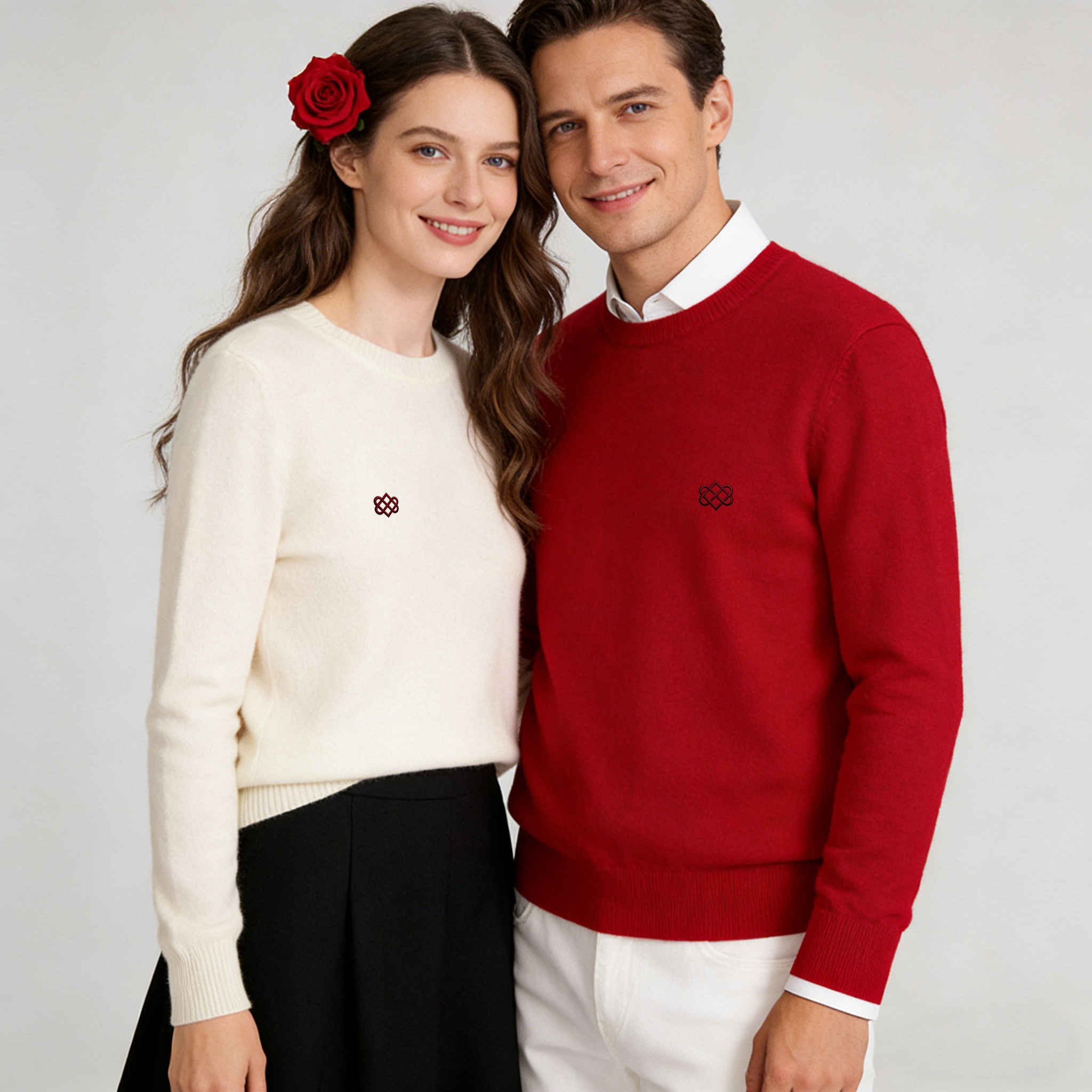 2-Piece Round Neck Celtic Love Knot Cashmere Sweaters | realsilklife