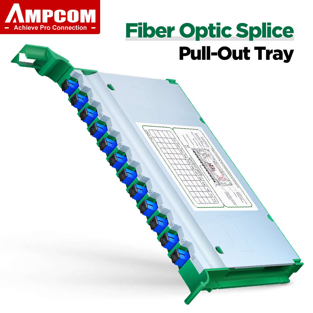 AMPCOM SC Pull-out Slide Splice Tray for FIber Optic ODF Enclosure , 12 ...