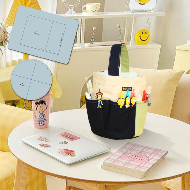 DIY Round Fabric Basket Tool Bag Sewing Template - With Tutorial