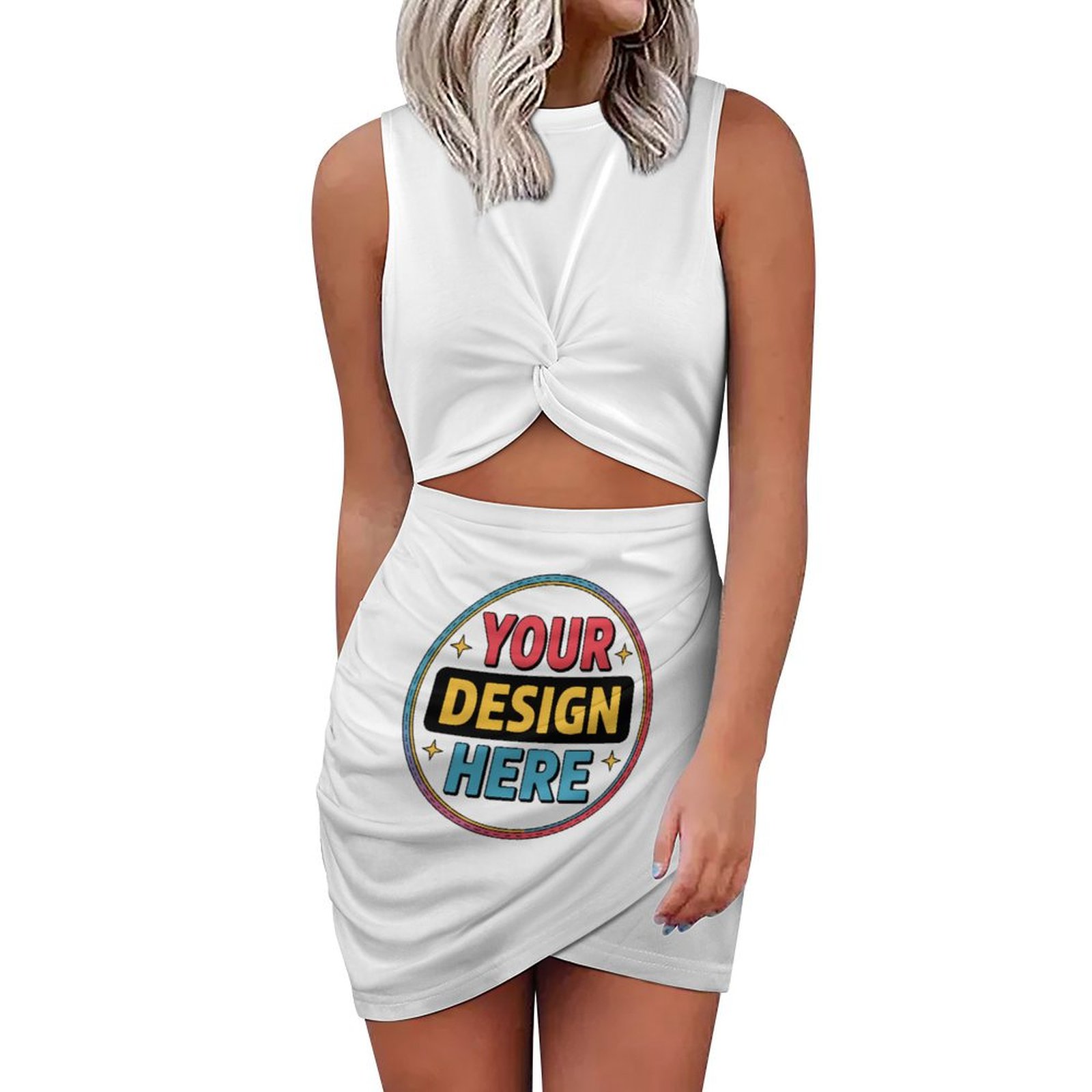 Personalized Custom Women's Crop Top Bodycon Dress with Cross Front ...