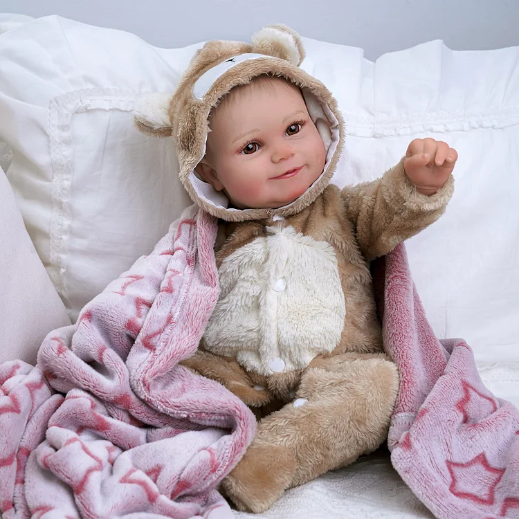 Babeside Maddy 20" Reborn Baby Doll Girl Infant Brown Eyes Sweet Animal ...
