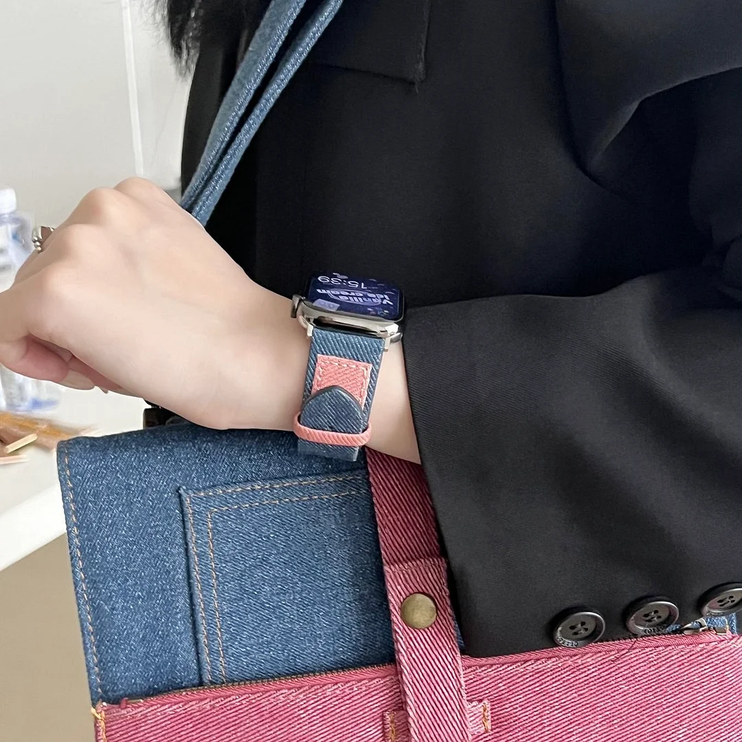 Denim Embroidery Watch Band