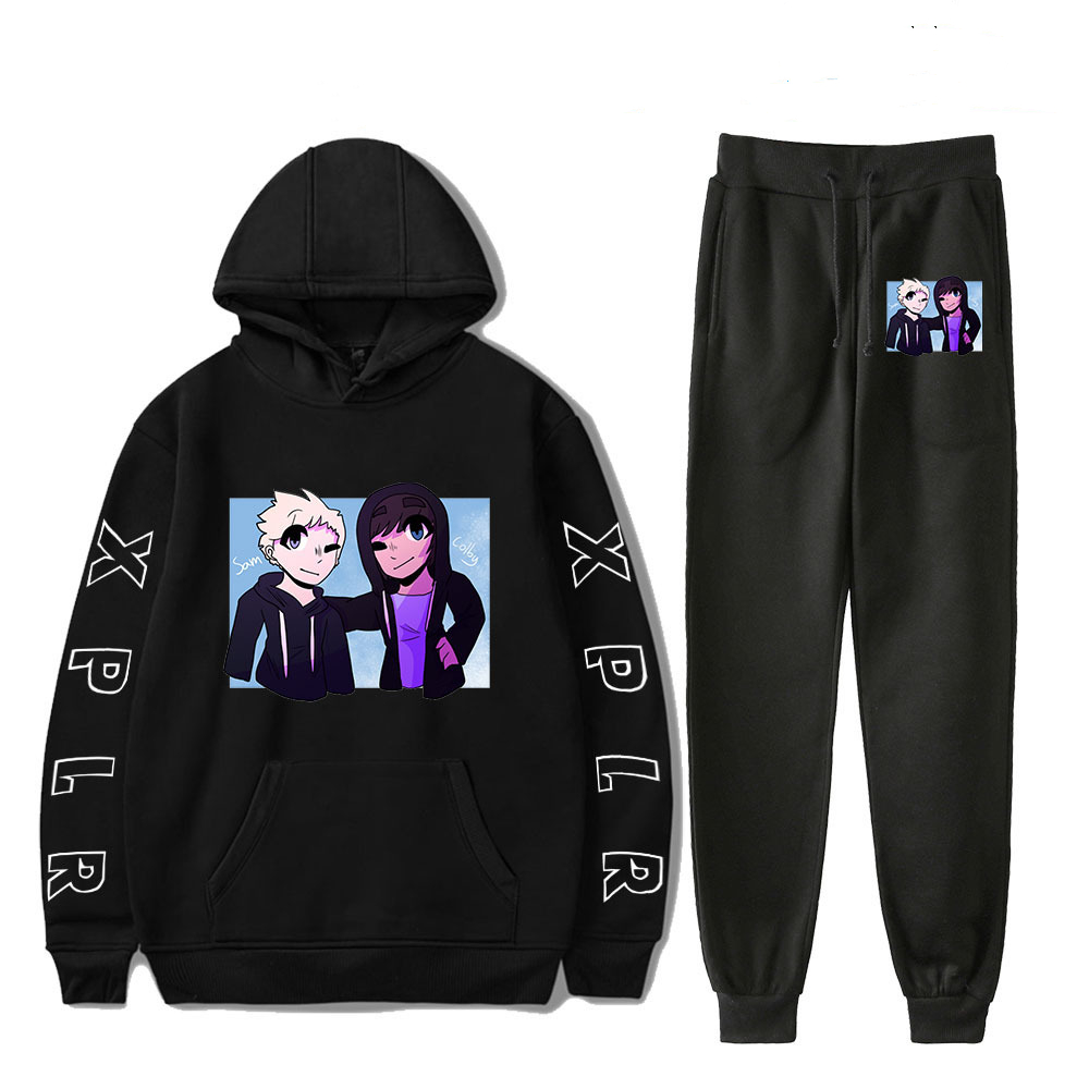 Sam and Colby Hoodie Tracksuit Sweatshirt + Sweatpants 2 Piece Sets