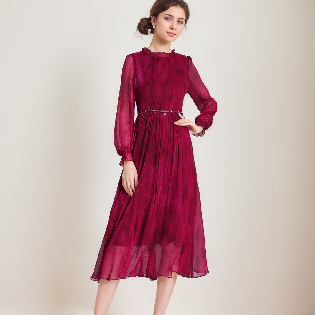 Real Silk Life | Red Silk Dress High end and Exquisite Temperament