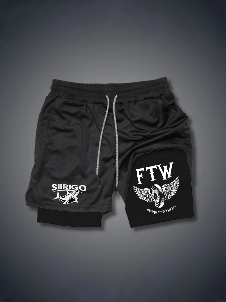 FTW FOREVER TWO WHEELS Angel Wings 2 In 1 GYM PERFORMANCE SHORTS ...