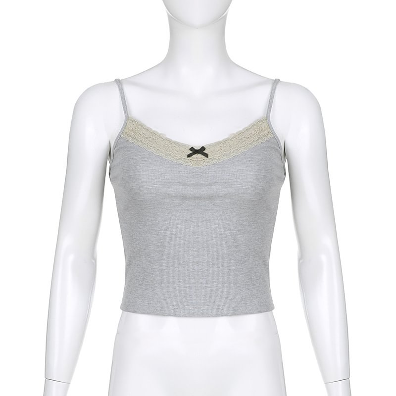 GREY LACE V NECK CAMISOLE