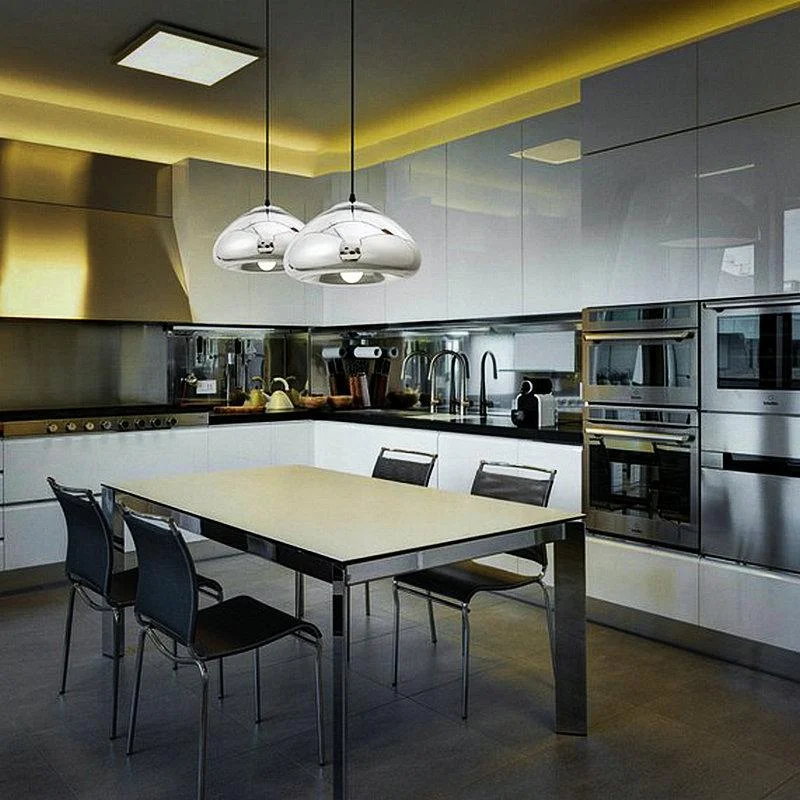 Modern Gold Bronze Sliver Shade Mirror Pendant Light E27 LED Glass ...