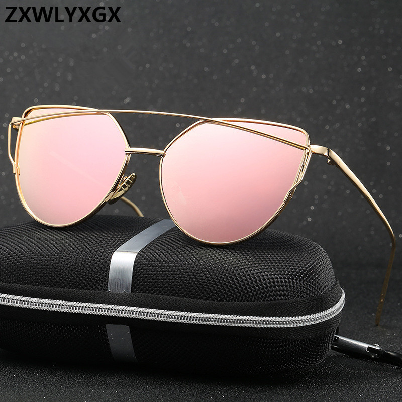 17 colors metal Sunglasses Women Luxury Cat eye Brand Design Mirror ...