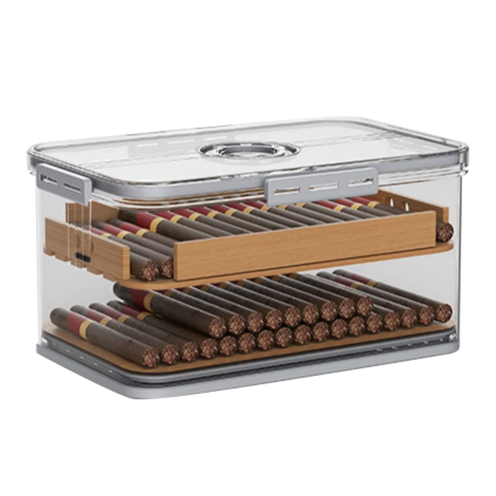 Transparent Humidor Cigar Box Airtight Cigar Humidor with Cedar Wood ...