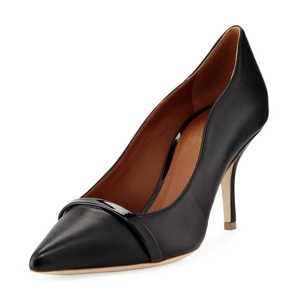 Simple Curved Edge Stiletto Heel Black Pumps with Pointed Toe