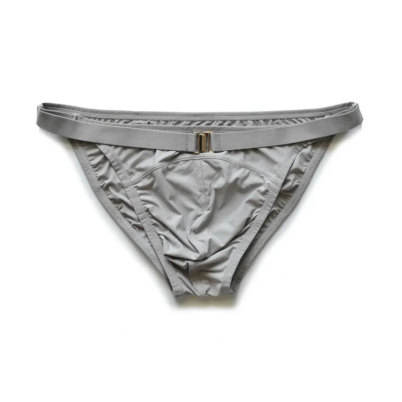 Men's Low-Rise Sexy Metal Button Solid Color Breathable Briefs