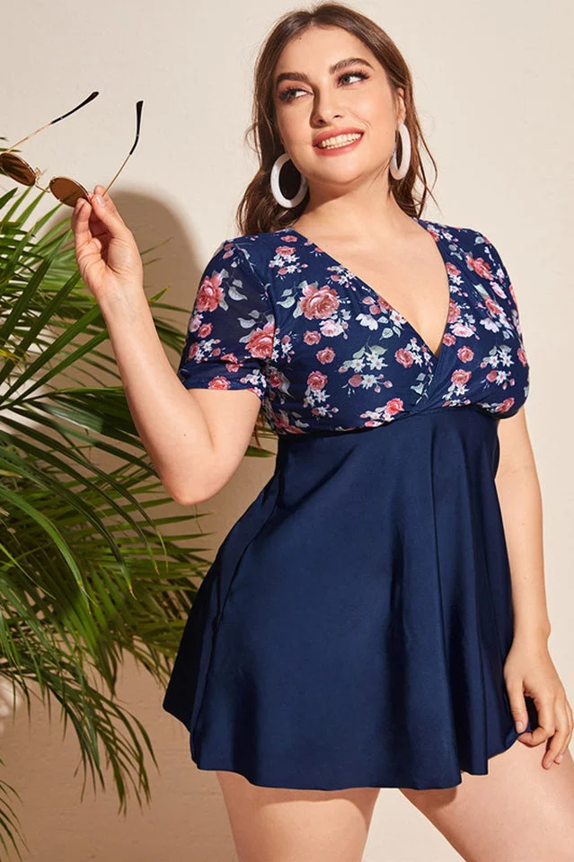 Floral Print Swim Dress With Shorts