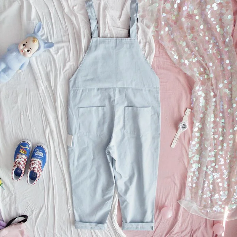 CREAM STRAWBERRY PRINT OVERALLS