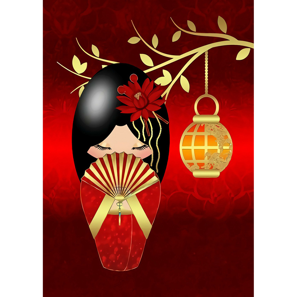Cartoon Chinese Girl 30 40cm canvas Full Round Drill Diamond Painting Cartoon Chinese Girl 30 40cm canvas Full Round Drill Diamond Painting