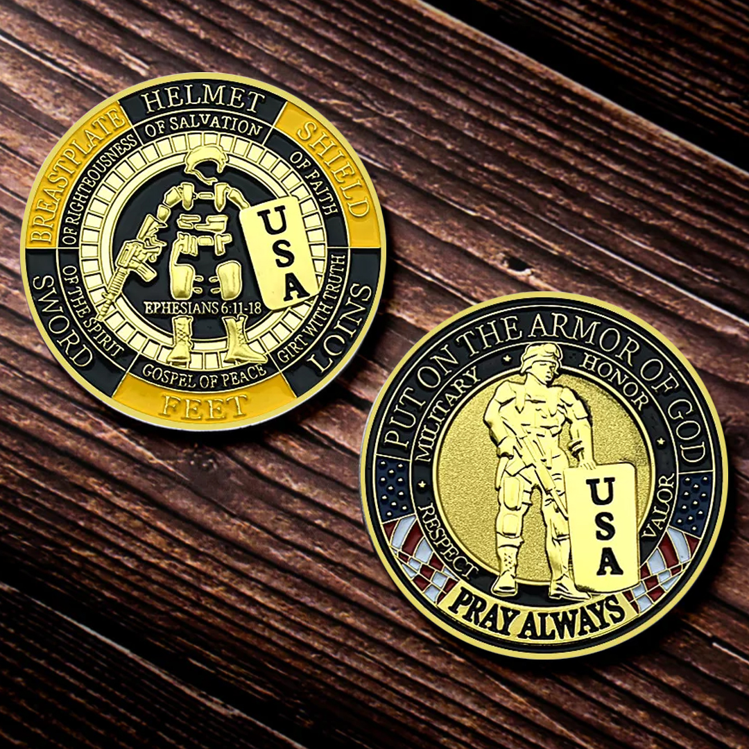 USA Police Armor of God Gold and Silver Challenge Coins