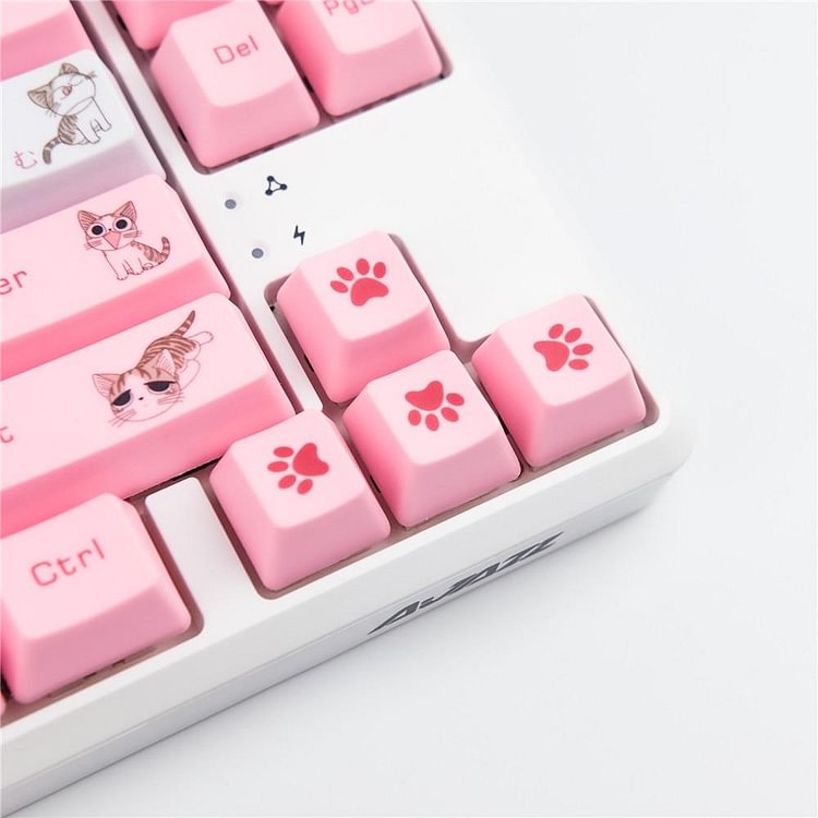 Pink Kitty Kat Keycap Set