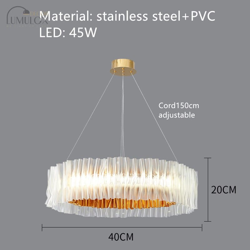 New Design LED Pendant Lights PVC White Gold Stainless steel Round Oval ...