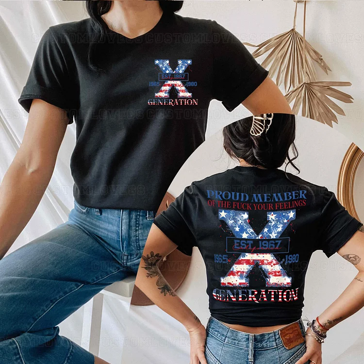 Custom Gen X American Flag T-Shirt