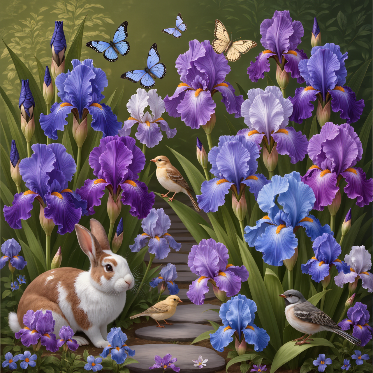 DP Hobbyist--Kim-Irises, Butterflies, Birds, and Rabbit (velvet cloth ...