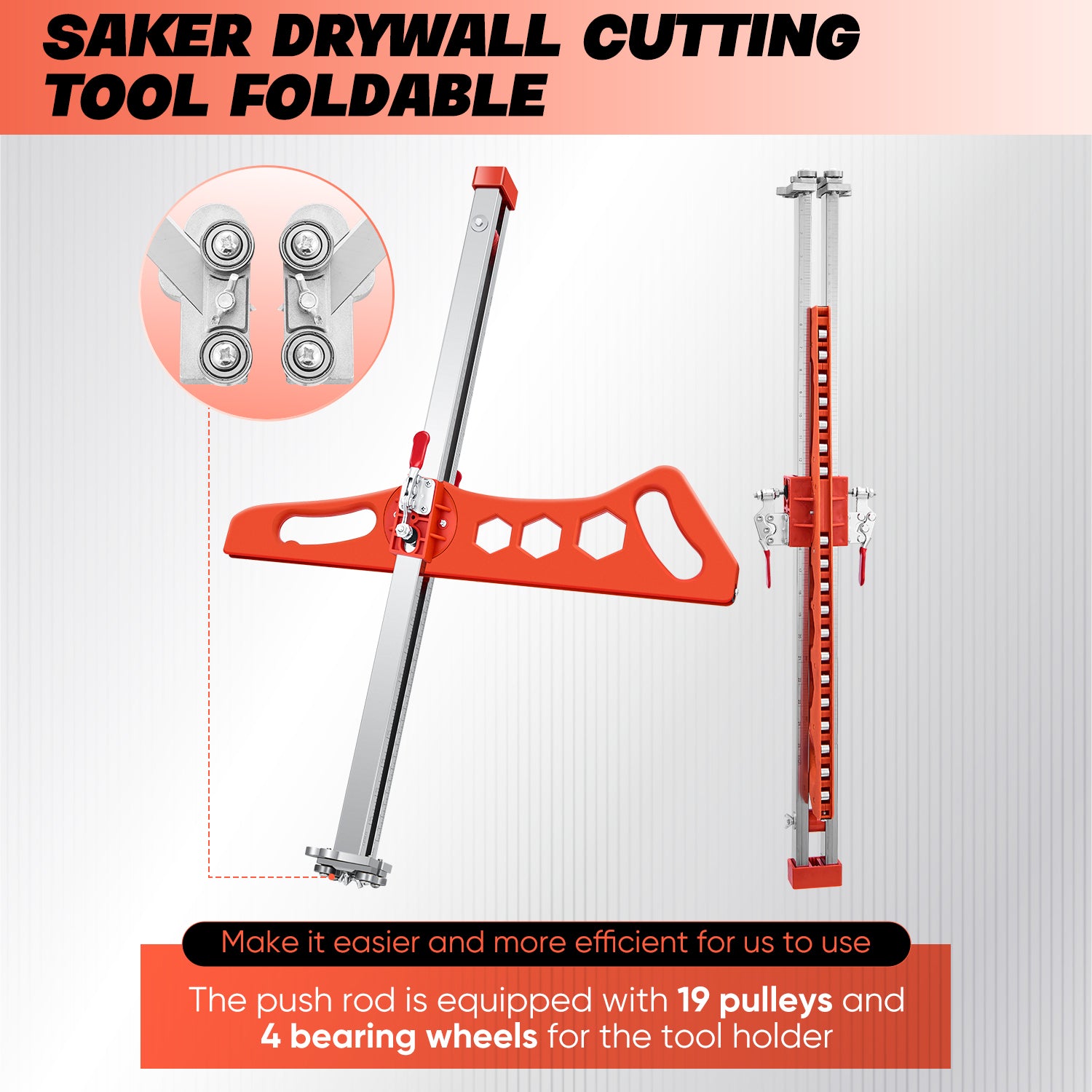 Sakerplus Foldable Drywall Cutter with Wheels