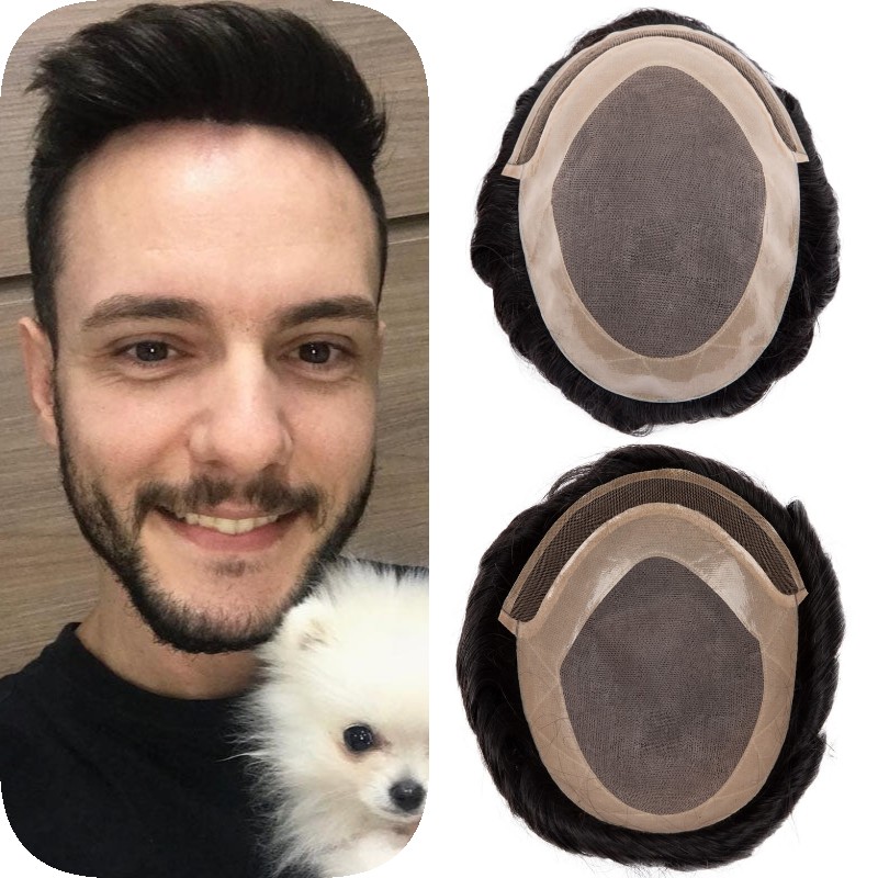 Mens Toupee Mono Top Thin Skin Around Bleached Knots French - Duro Lace ...