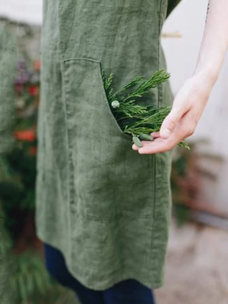 Patch Pocket Garden Utility Midi Dress