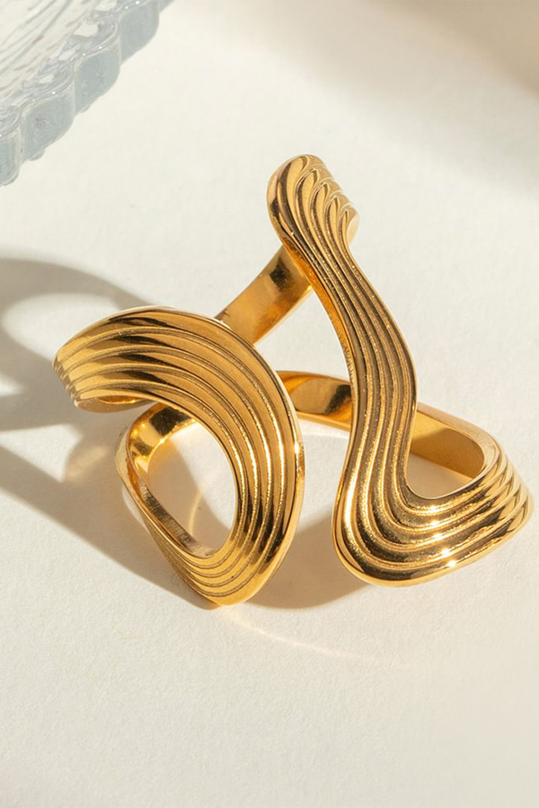 Evening Party Gold Simple Abstract Geometry Irregular Rings