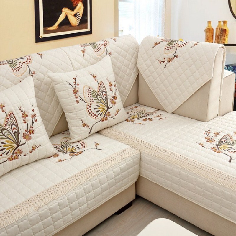 Athvotar EmBroidered Sofa Cushion Couch Cover Four Seasons Sofa towel ...