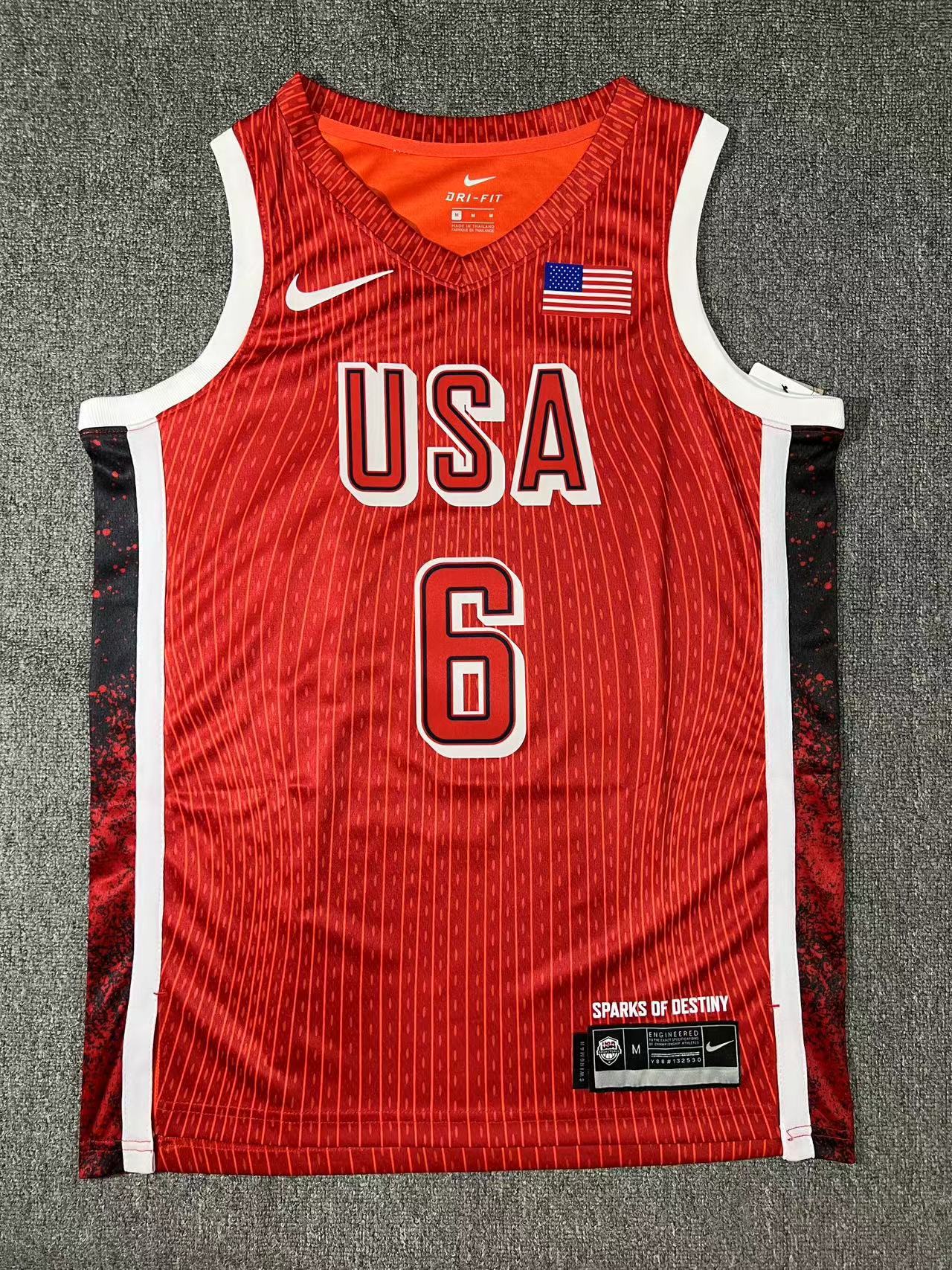LeBron James Team USA 2024 Red Olympics Jersey #6