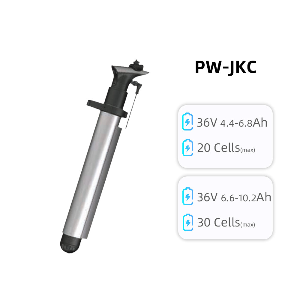 36V 4.4Ah - 10.2Ah Seat Tube Style Lithium LiFePO4 Battery for E-bike