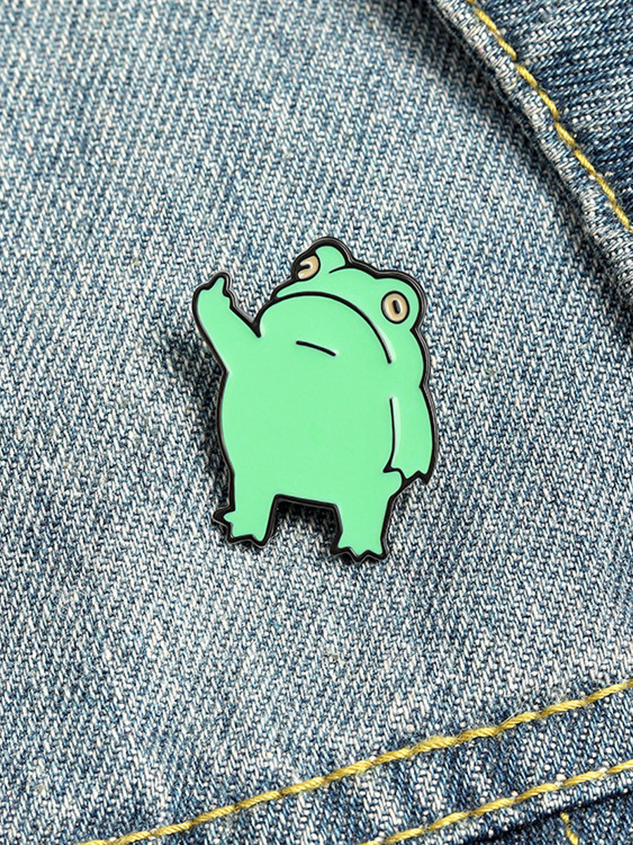 Funny Frog Brooch Flicking Middle Finger Kawaii Cute