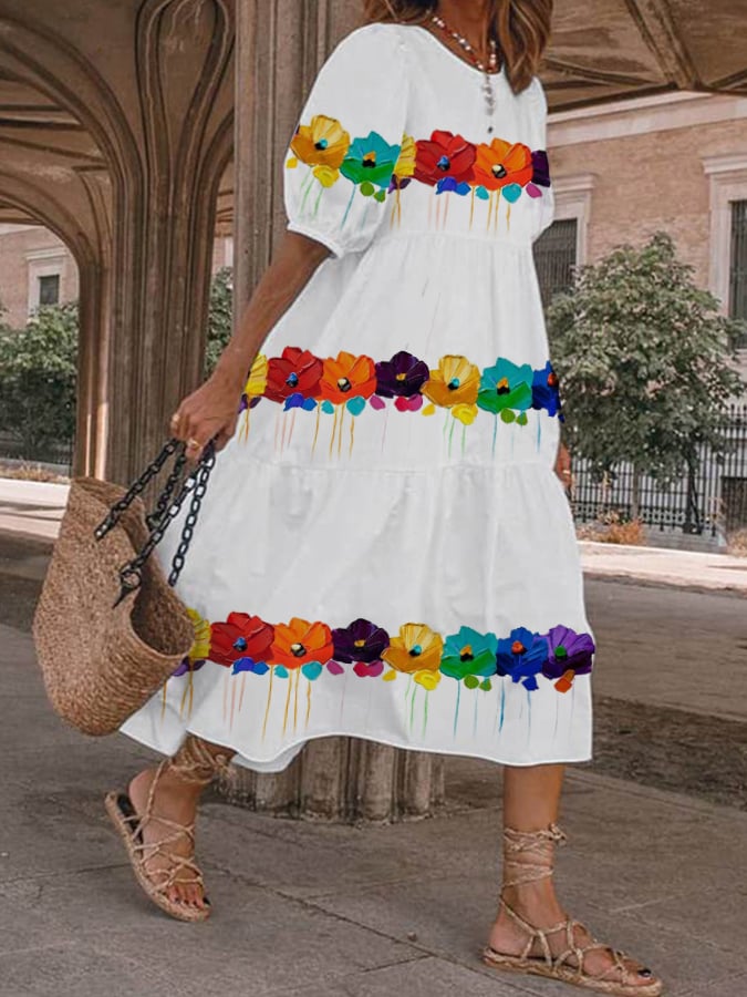 Women's Floral Print Vintage Dress