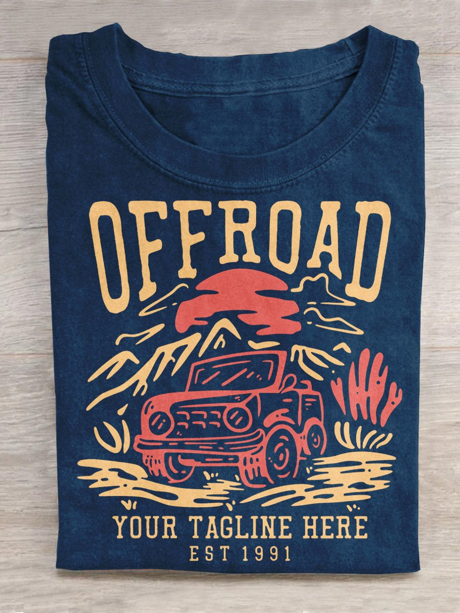 "Offroad, Your Tagline Here" Outdoor Adventurous Slogan Printed T-shirt
