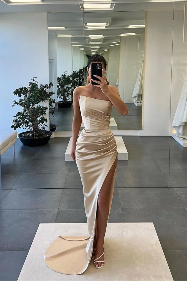Sleeveless Strapless Long Mermaid Slit Evening Dress ED0088